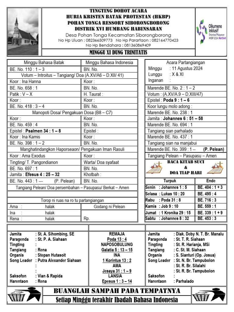 Tingting Dohot Acara Minggu, 11 Agustus 2024 | PDF