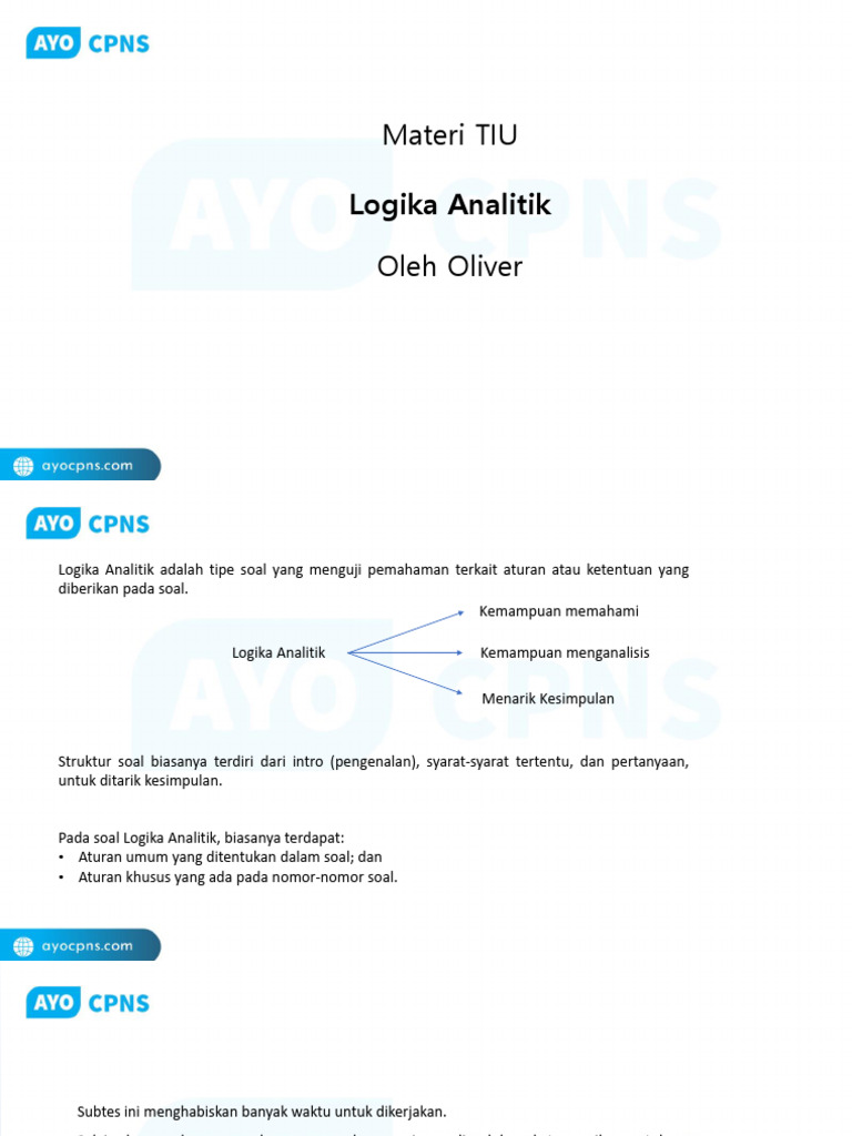 Pra Materi - Logika Analitik | PDF