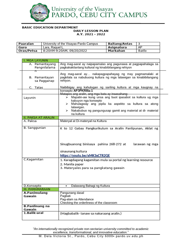 Aralin Panlipunan Lesson Plan | PDF