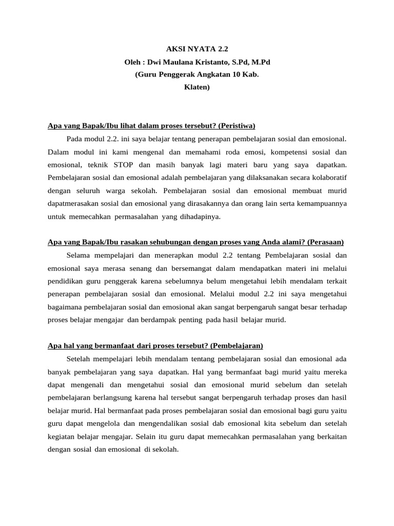 AKSI NYATA Modul 2.2 - Dwi Maulana K-1 | PDF