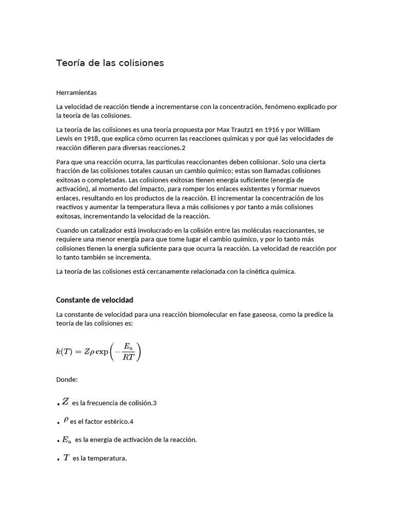 Teoría de Colisiones | PDF