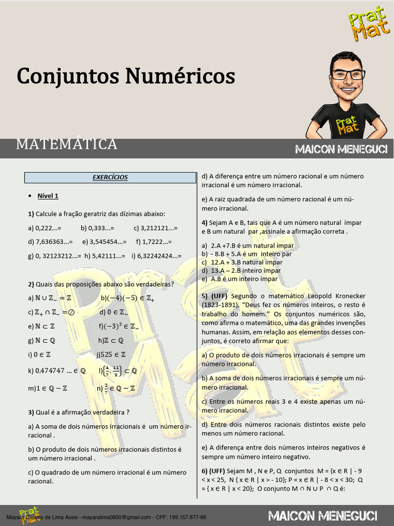Conjuntos Numéricos | PDF