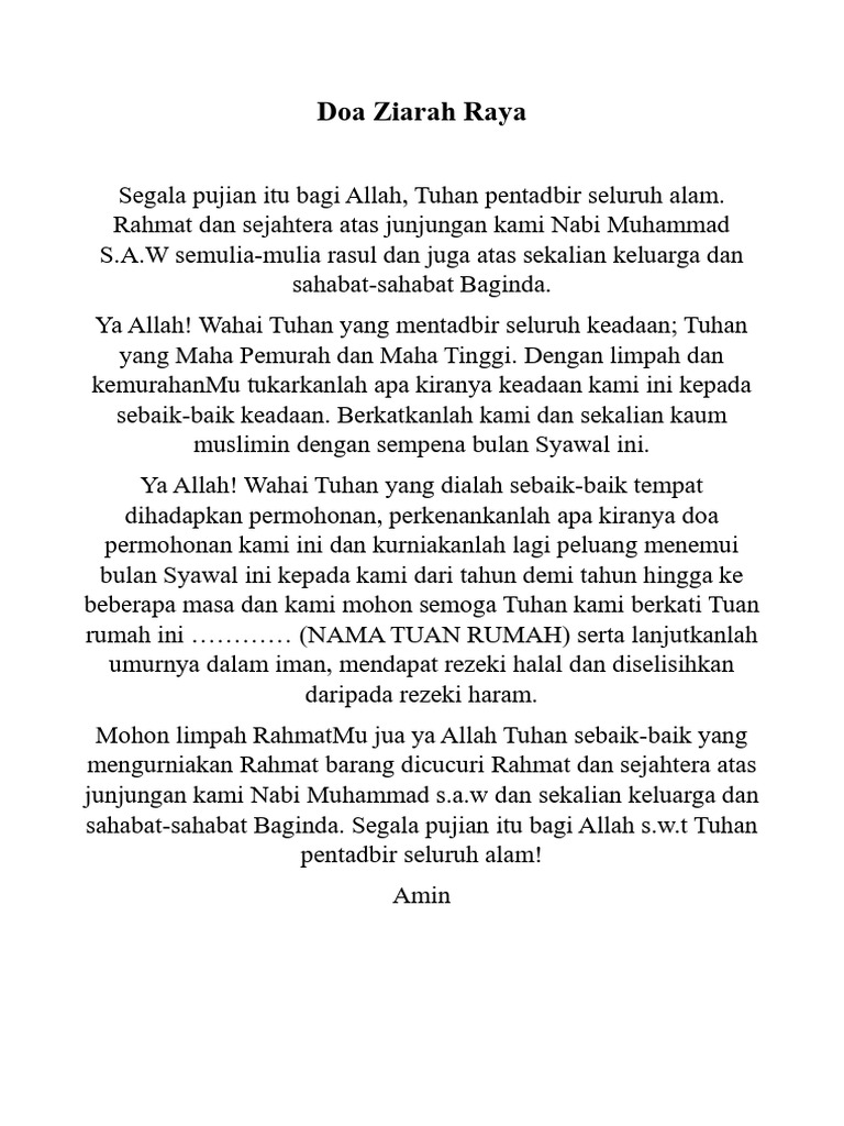 Doa Ziarah Raya | PDF