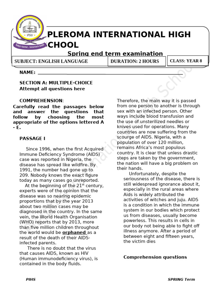 Y8 English Exam Questions | PDF