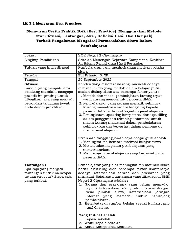 LK 3.1 Menyusun Best Practices | PDF