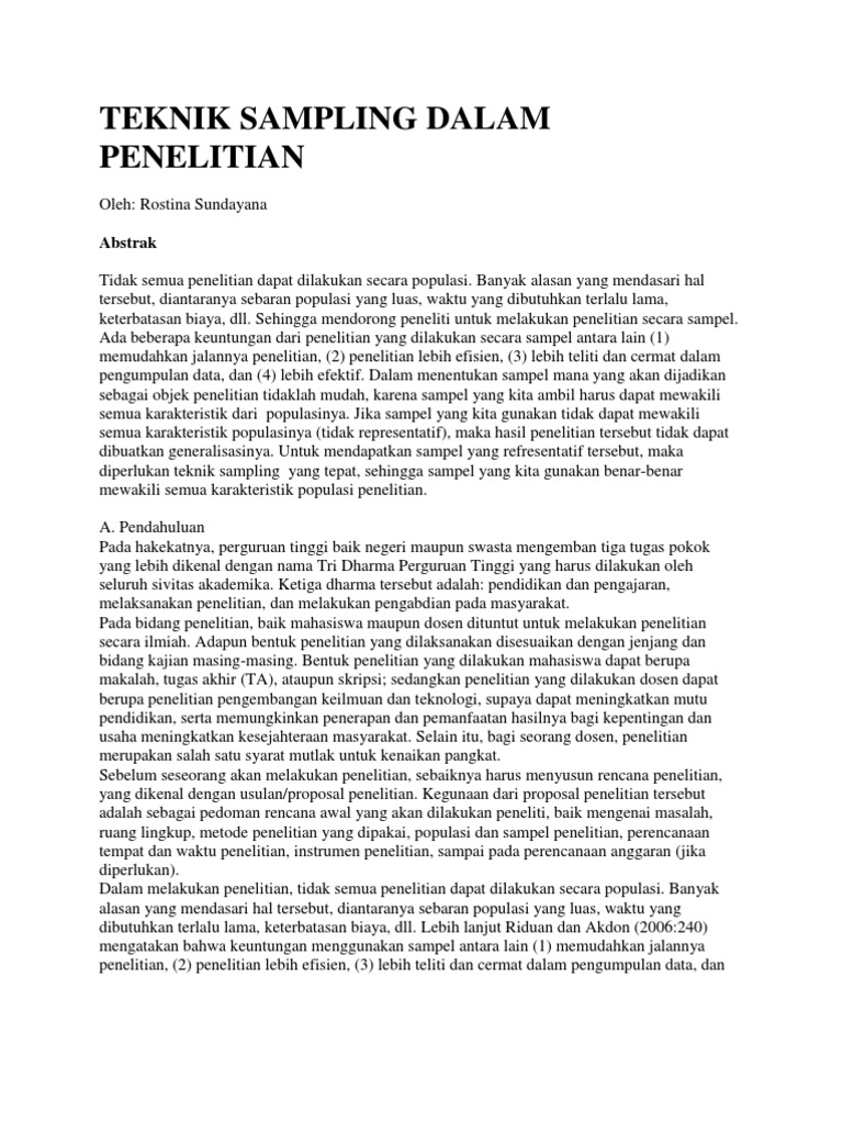Teknik Sampling dalam Penelitian Kuantitatif | PDF