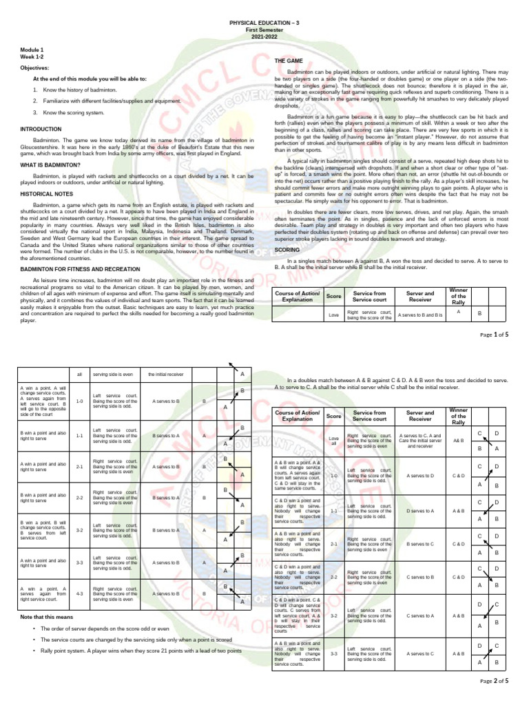 Pe 3 College Module 1 WK 1 2 Tchr. Ruben | PDF