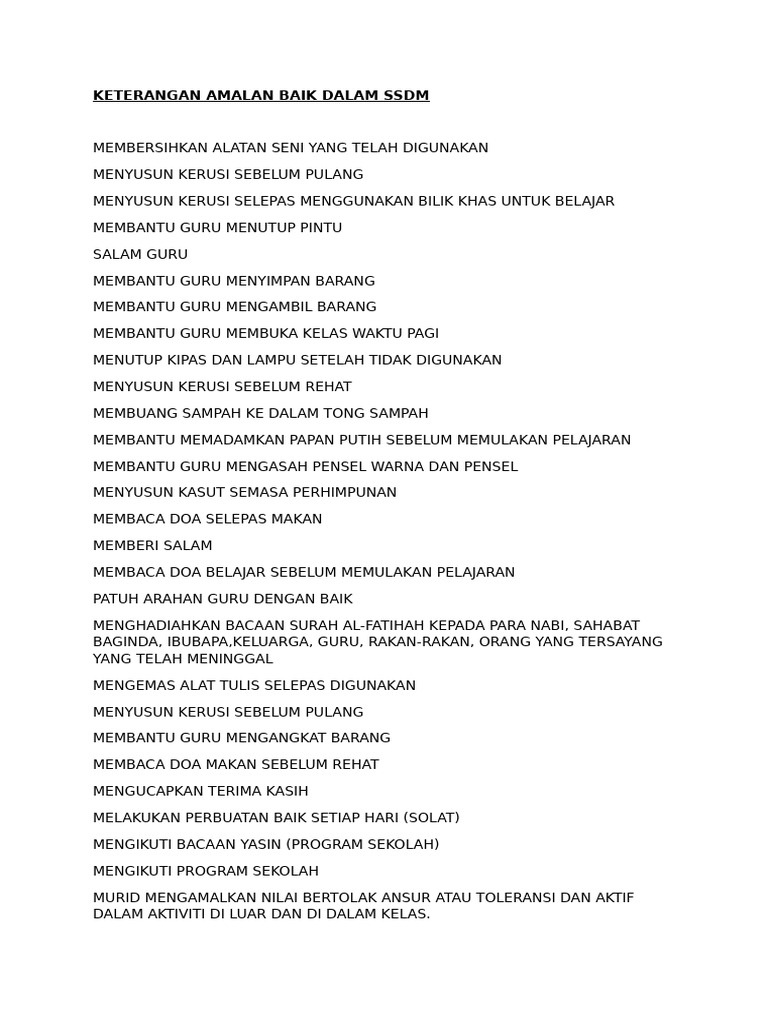 Keterangan Amalan Baik Dalam Ssdm Pdf