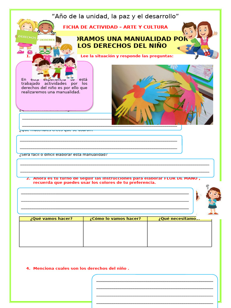 Ficha-Viern-Arte-Elaboramos Una Manualidad Por Los Derechos Del Niño ... Ficha-Viern-Arte-Elaboramos Una Manualidad Por Los Derechos Del Niño ...