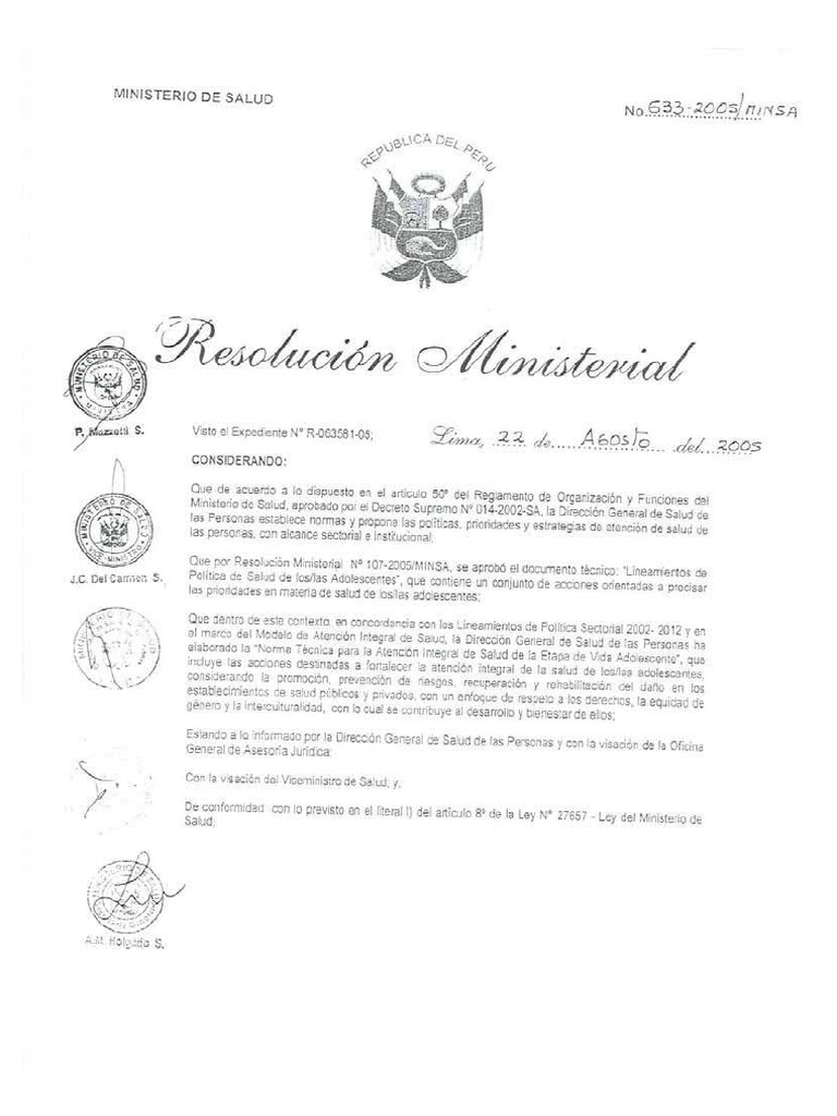 Rm-633-2005-Minsa | PDF