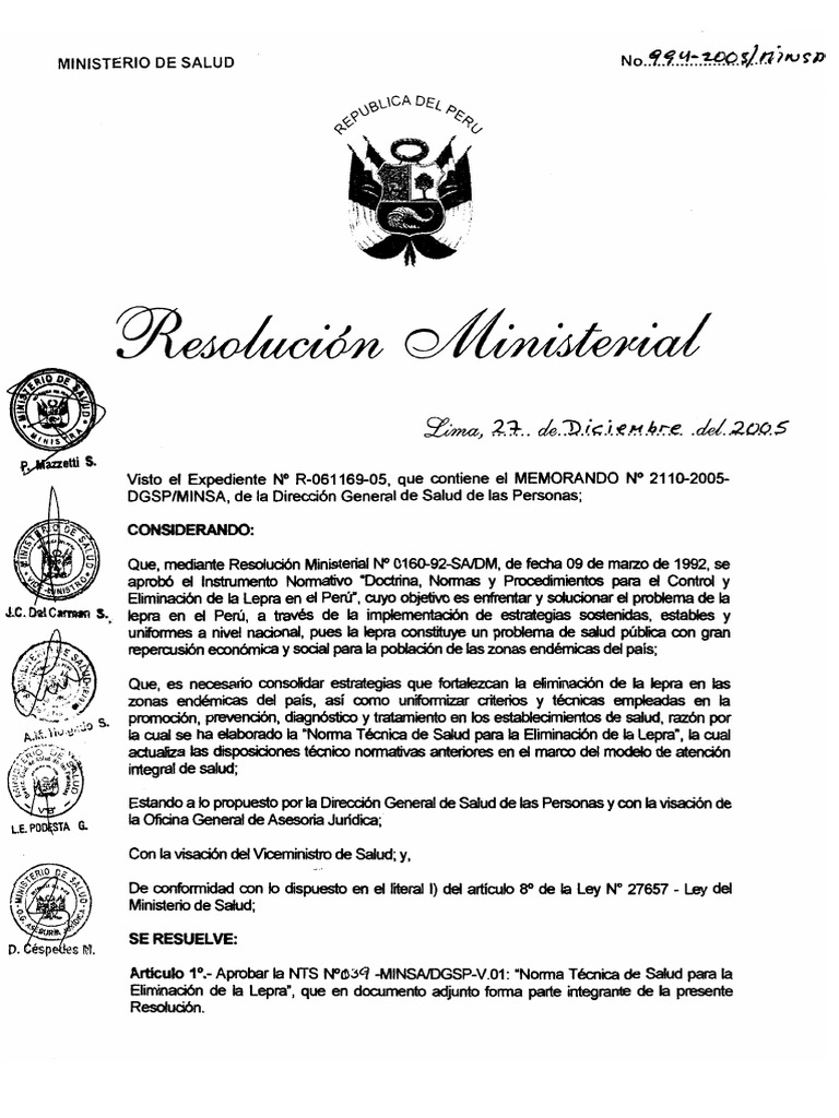 Rm-994-2005-Minsa | PDF