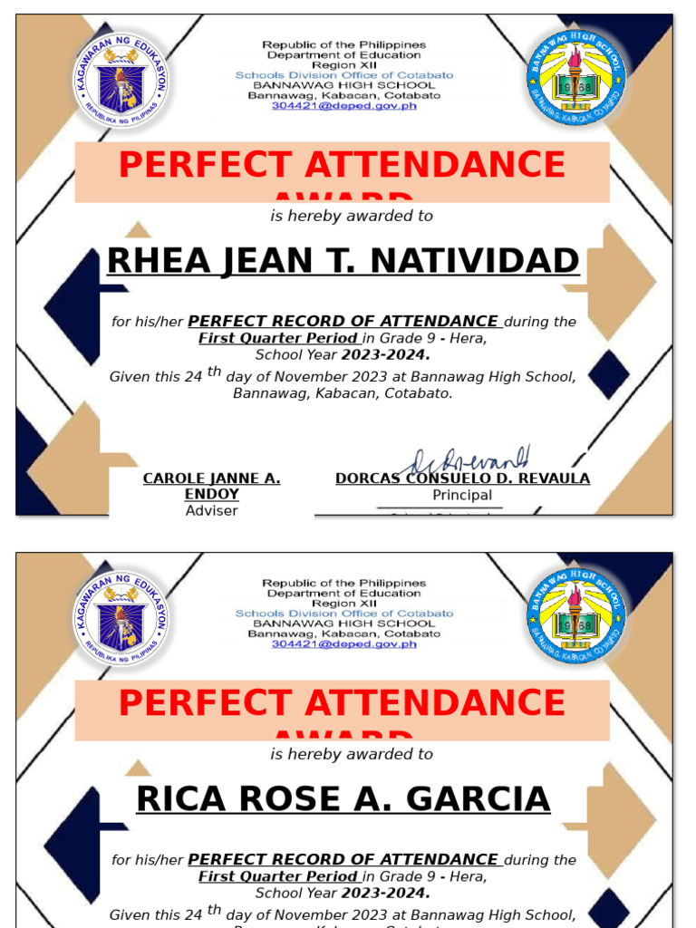 Certificates PERFECT-ATTENDANCE | PDF