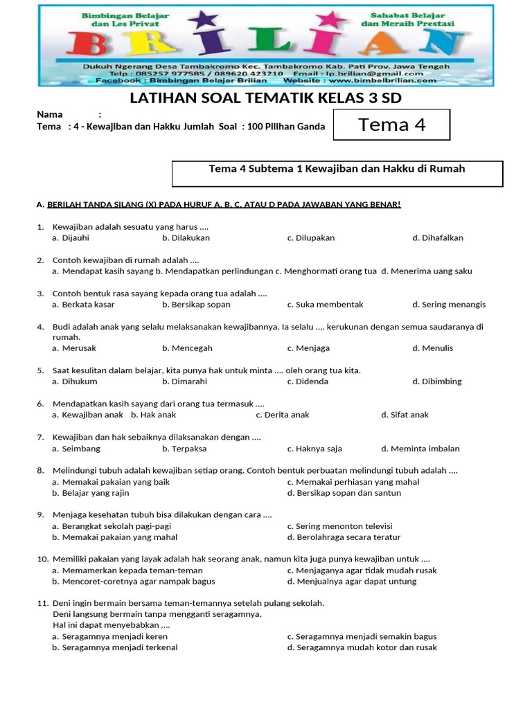 Soal Tema 4 PG | PDF