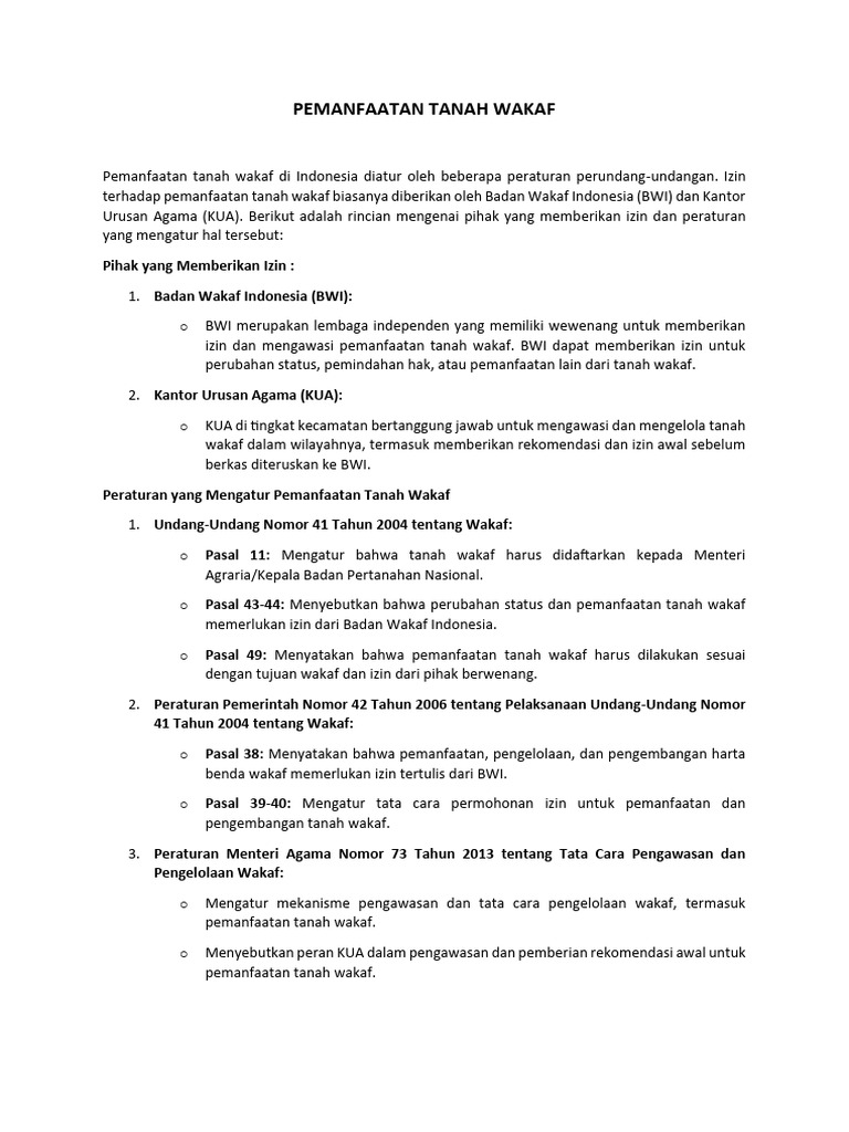 Pemanfaatan Tanah Wakaf | PDF