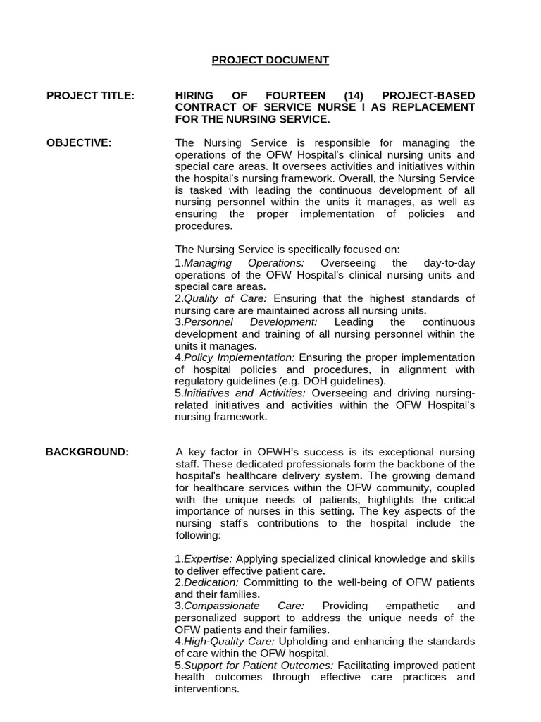 Project Document - NSO - 14RN | PDF