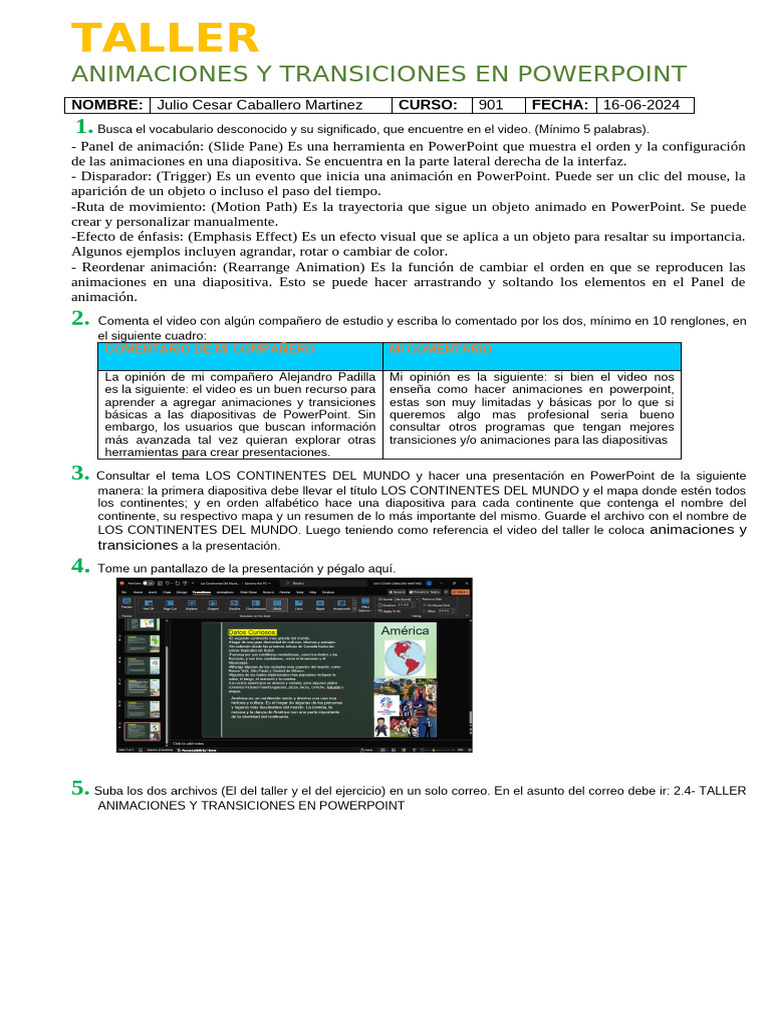 2.4 - Taller Animaciones y Transiciones en Power Point | PDF