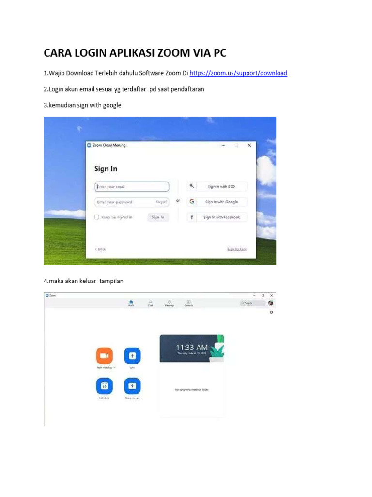 CARA-LOGIN-APLIKASI-ZOOM | PDF
