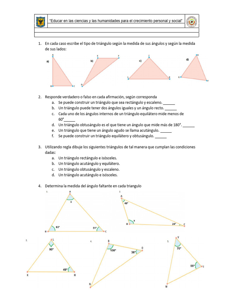 Taller Triangulos 1 y 2 | PDF