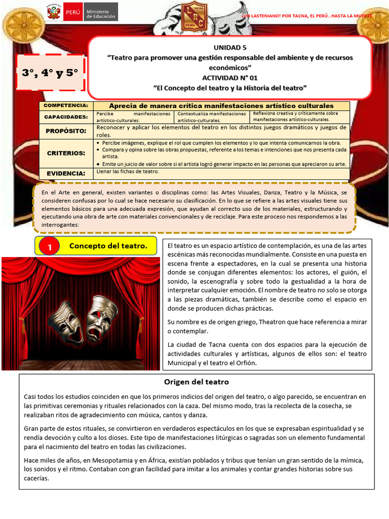 1-5 Eda Arte y Cultura para 3,4,5 Año | PDF