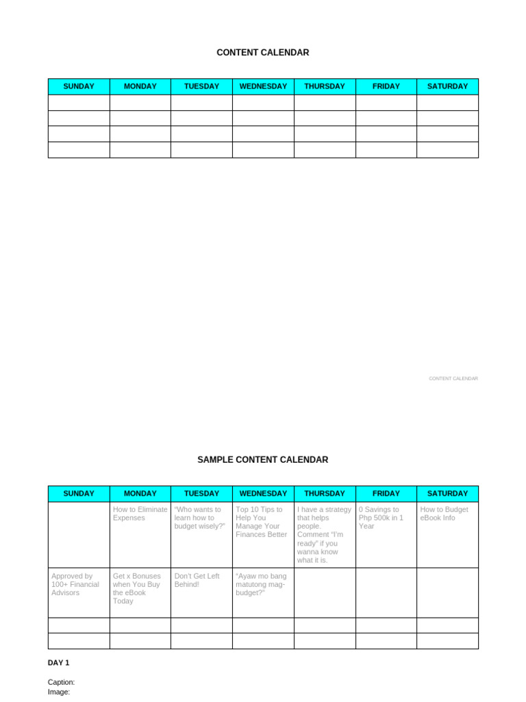 SMM 3.0 - Content Calendar | PDF