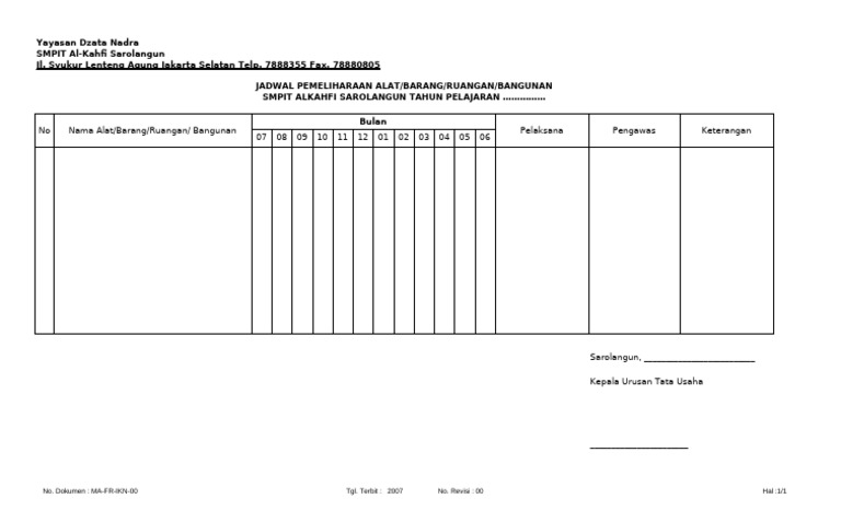 08 Jadwal Pemeliharaan Alat Pdf