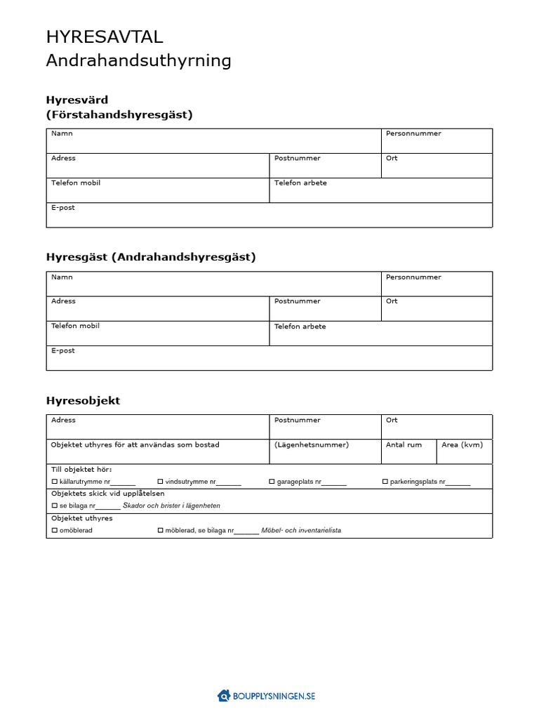 Hyreskontrakt Villa 3 | PDF