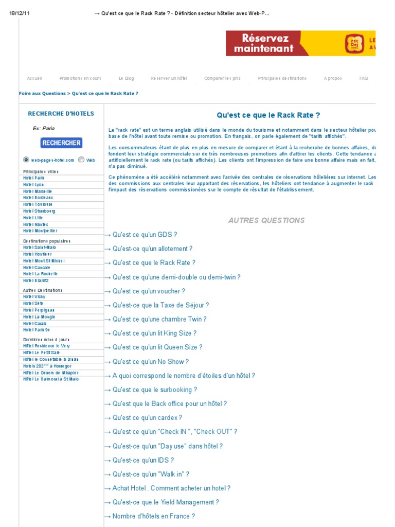 Définition du Rack Rate Hôtelier | PDF | Hôtel | Loisirs (Général)