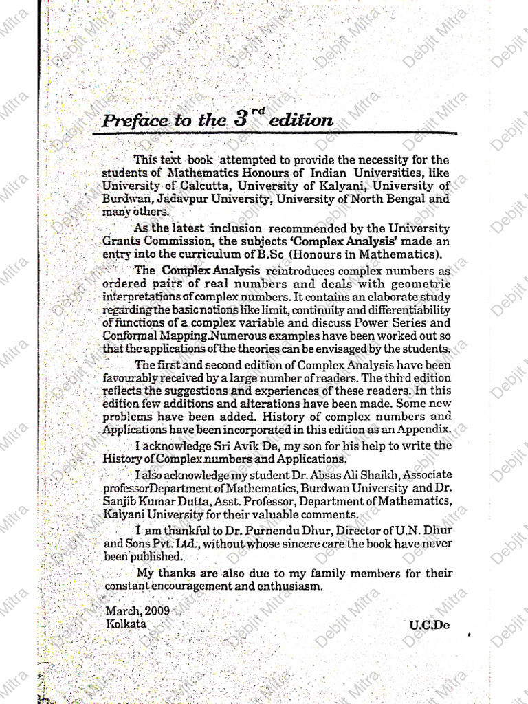 Complex Analysis UC Dey | PDF