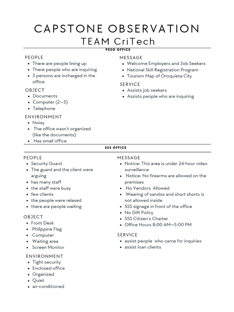 Capstone Observation | PDF