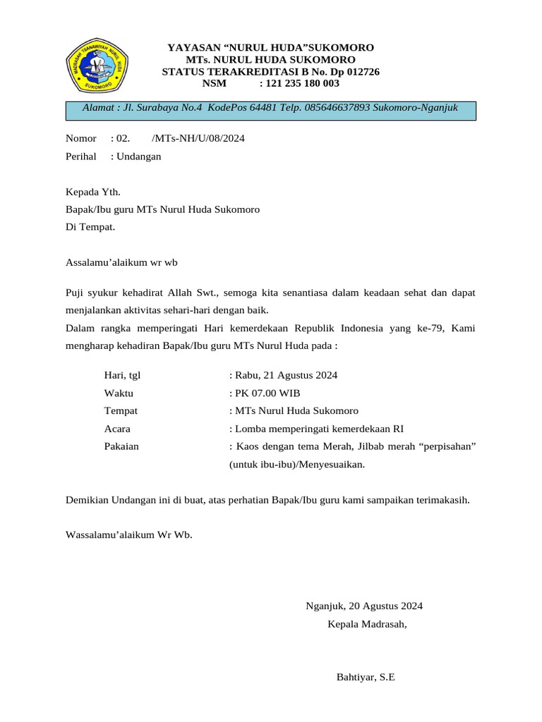 Surat Undangan AGUSTUSAN | PDF