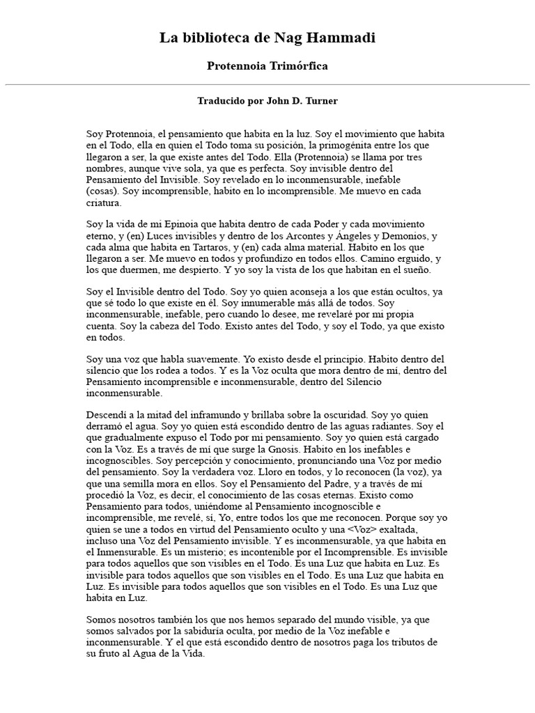 Trimorfa Protennoia - Biblioteca Nag Hammadi | PDF