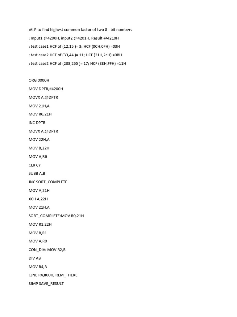 GCD of Two 8 Bit Numbers | PDF