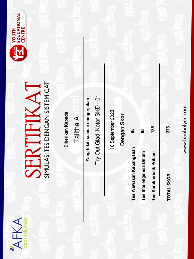 Hasil To Cpns YEC | PDF