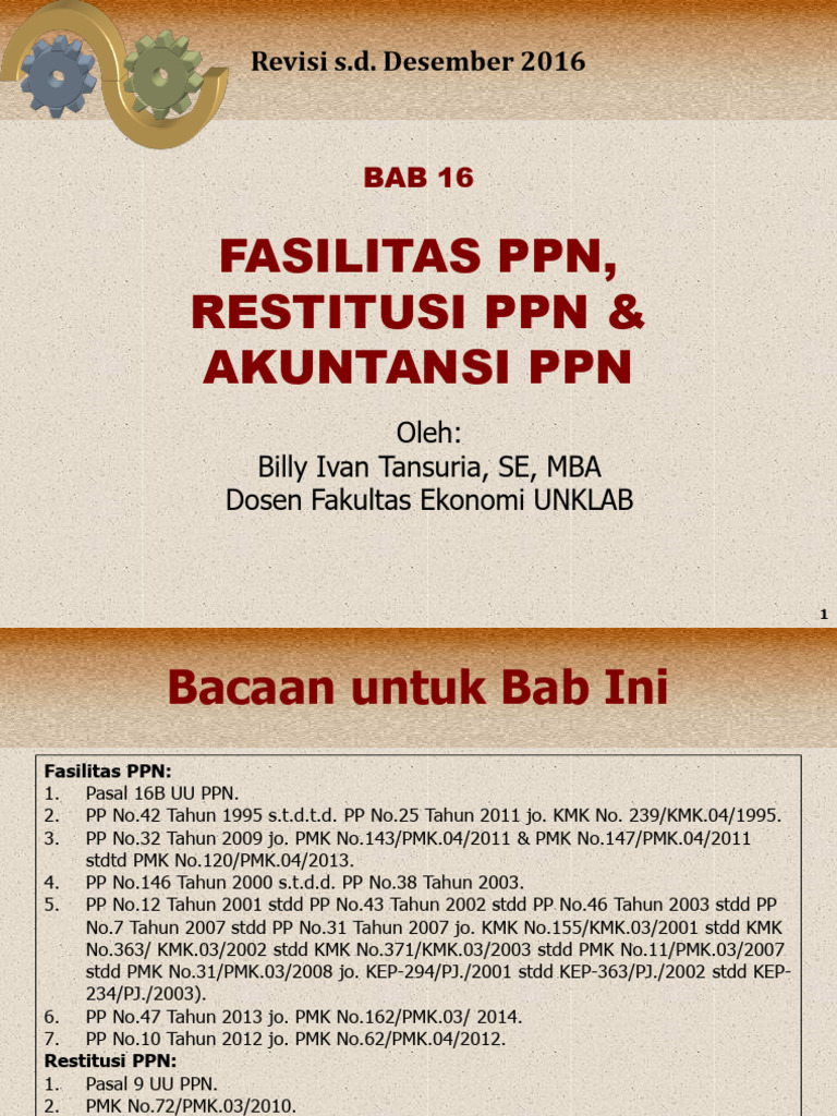 Bab 16 - Fasilitas PPN, Restitusi PPN & Akuntansi PPN (FS) | PDF