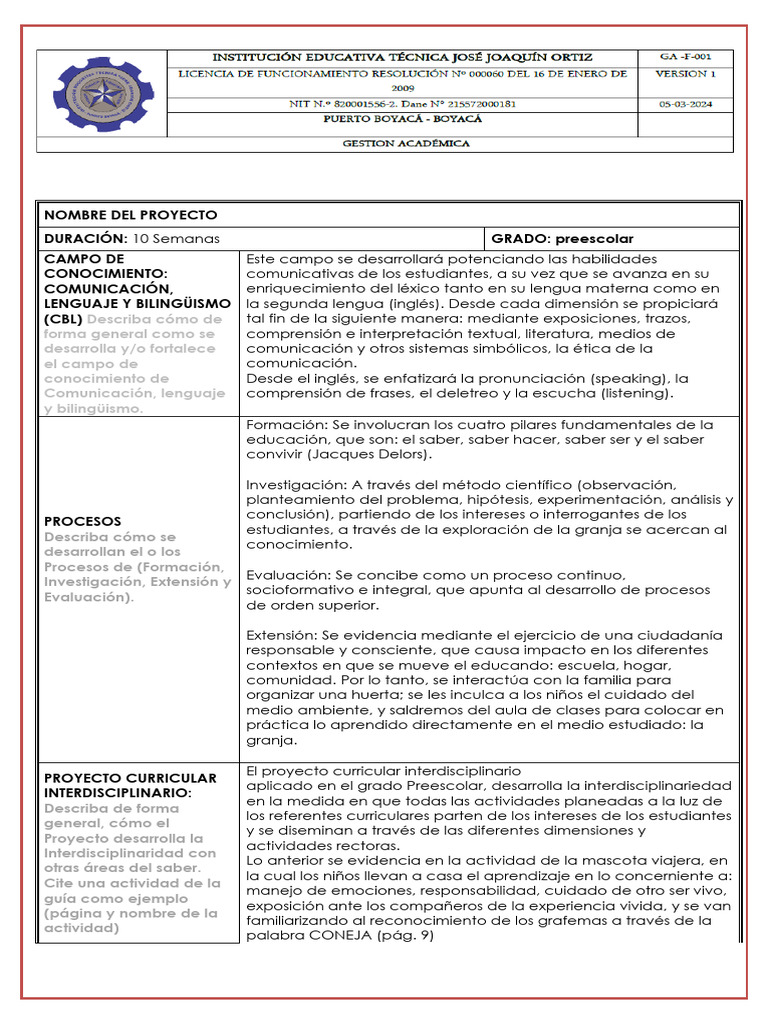 Diseño Abp 1 Periodo 1 | PDF | Evaluación | Multilingüismo