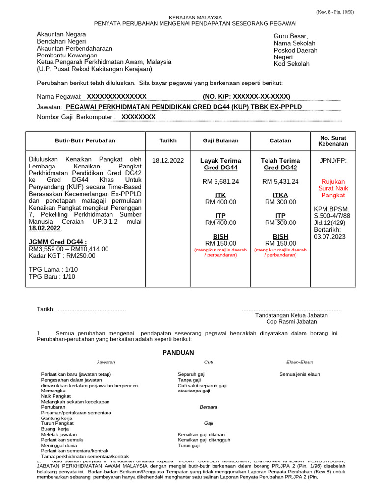 Contoh q8 Naik Pangkat Ex-Pppld | PDF