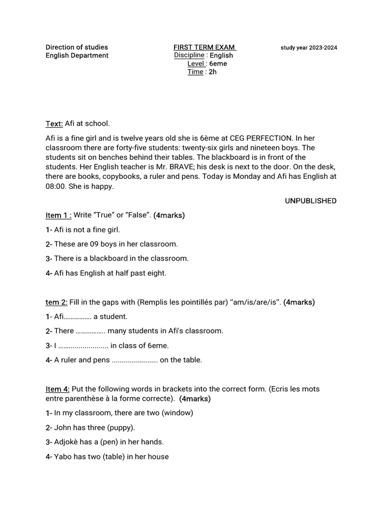 First Term Exam | PDF