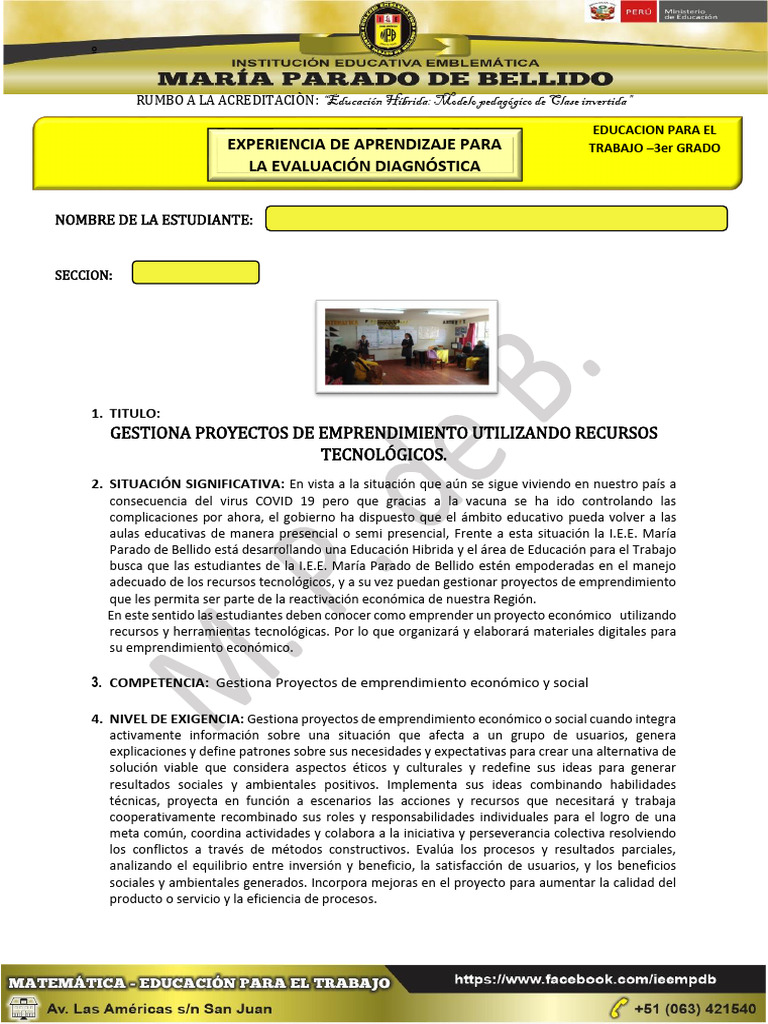 Evaluación Diagnostica Ept 2022 - Tercer Grado | PDF