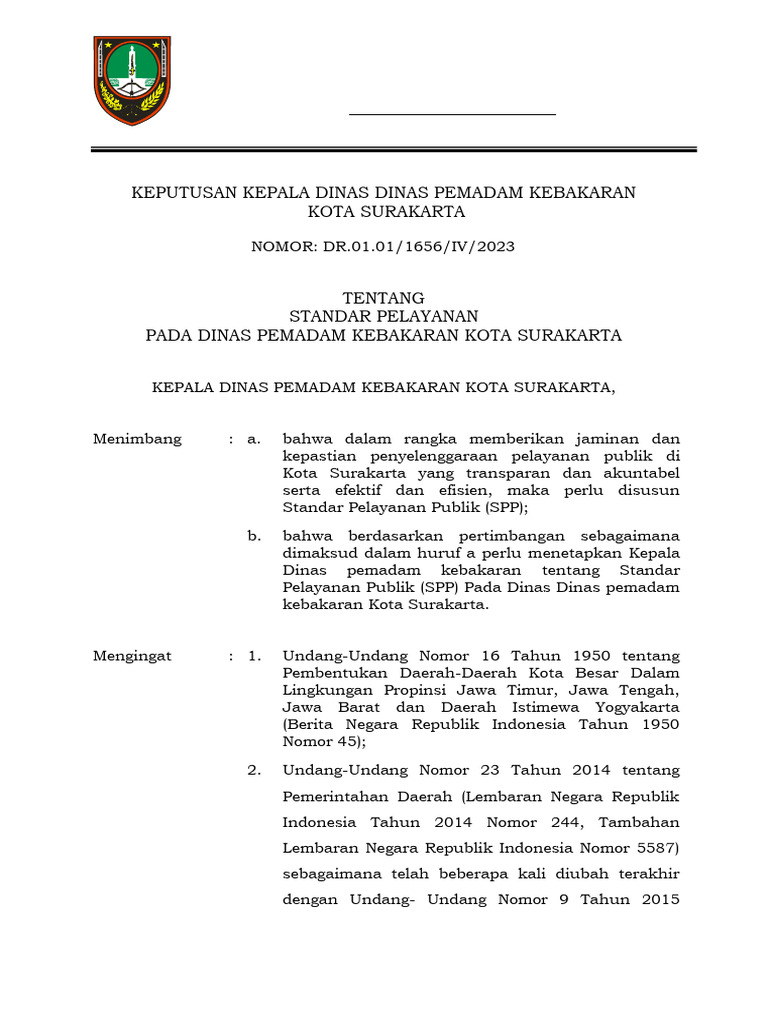SK Pelayanan DAmkar-20240529110131 | PDF