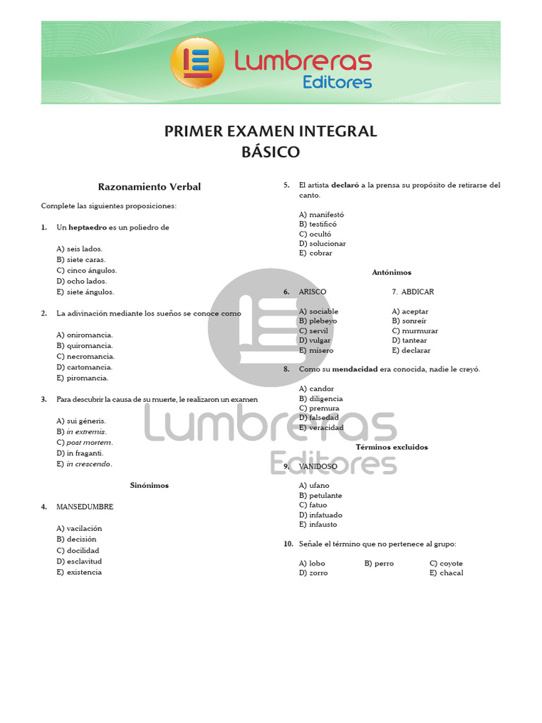 Examen Basico Uno 1 | PDF