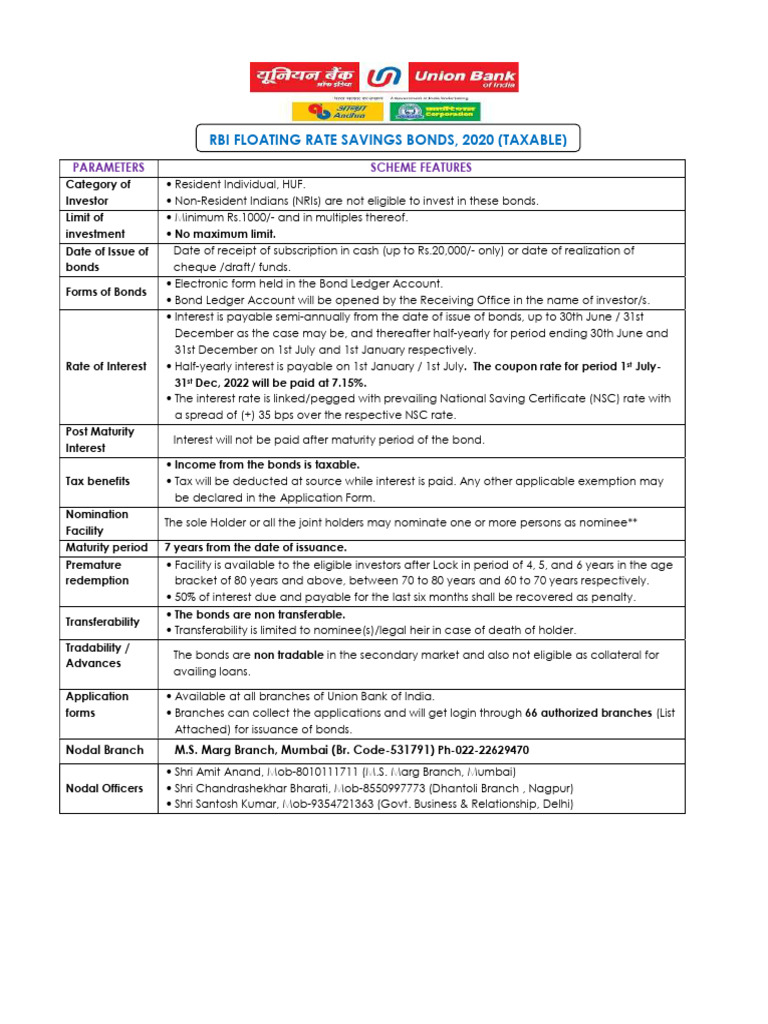 Rbi Bond FRSB Scheme | PDF