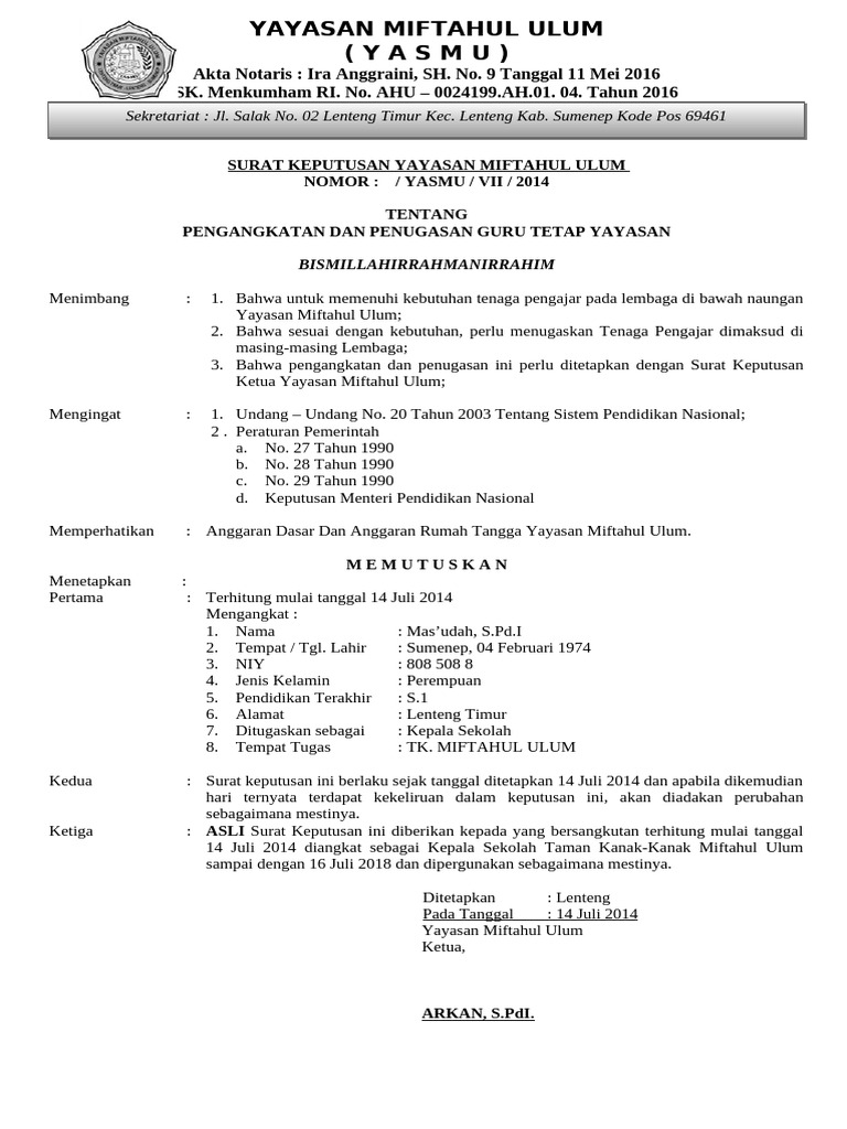 Yayasan Miftahul Ulum | PDF