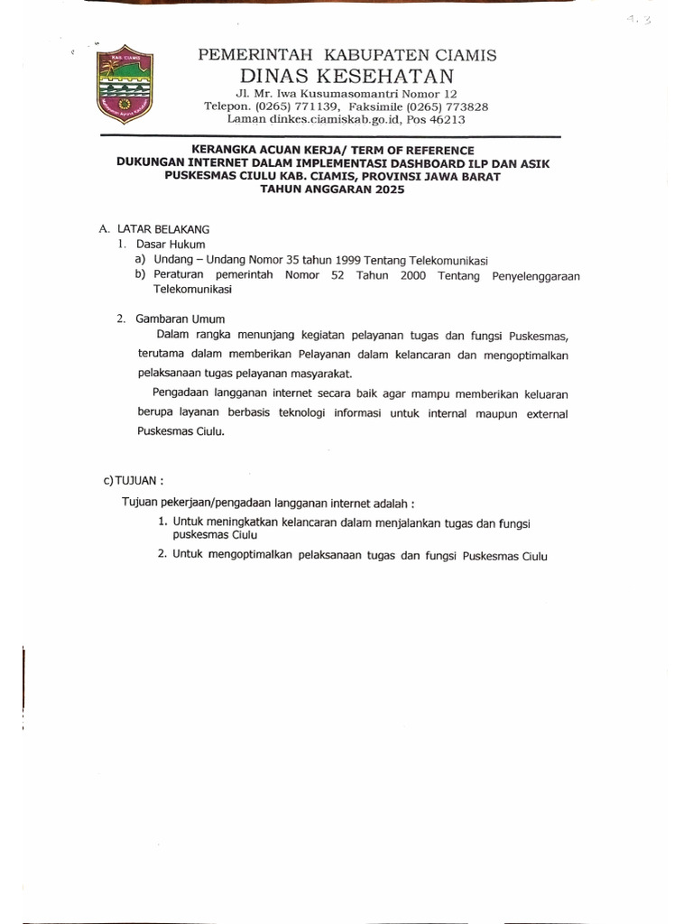 Kak Dukungan Internet Dalam Implementasi Dashboard ILP Dan ASIK | PDF