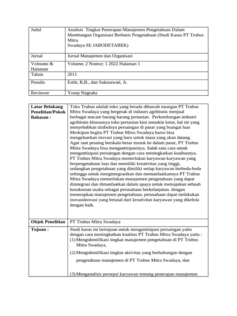 Review Jurnal Yosep | PDF