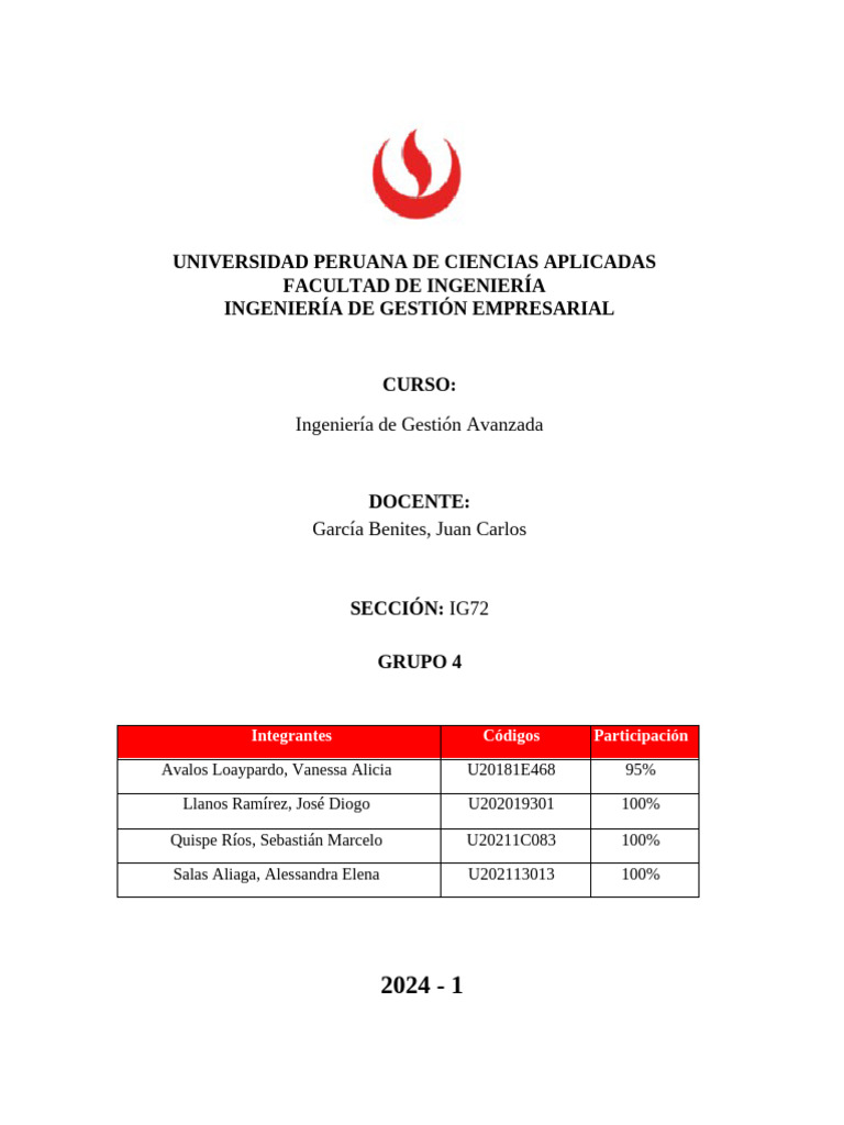 Universidad Peruana de Ciencias Aplicadas Facultad de Ingeniería Ingeniería de Gestión ...