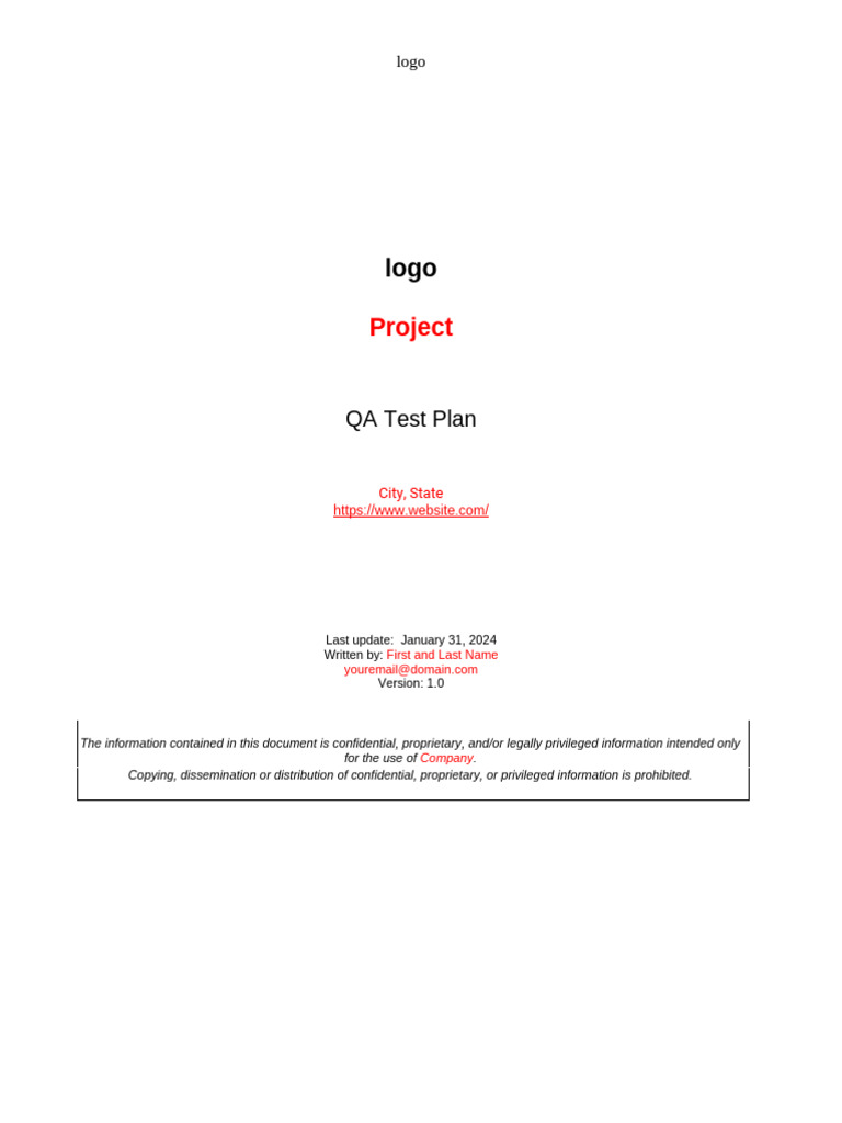 Cara in QA Test Plan Template | PDF