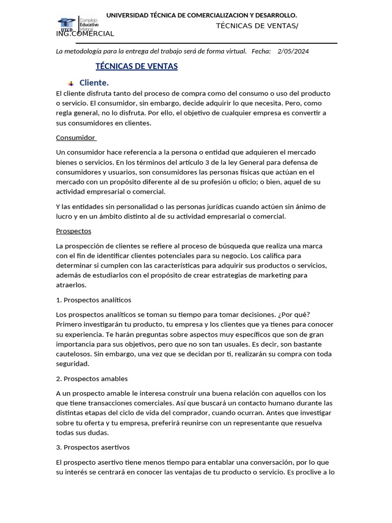 Técnicas V CLASE 6 CLIENTE | PDF