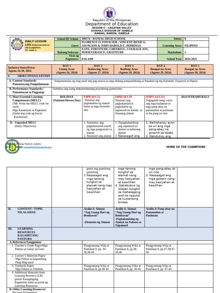 Fil 8 Q1 Week 5 | PDF