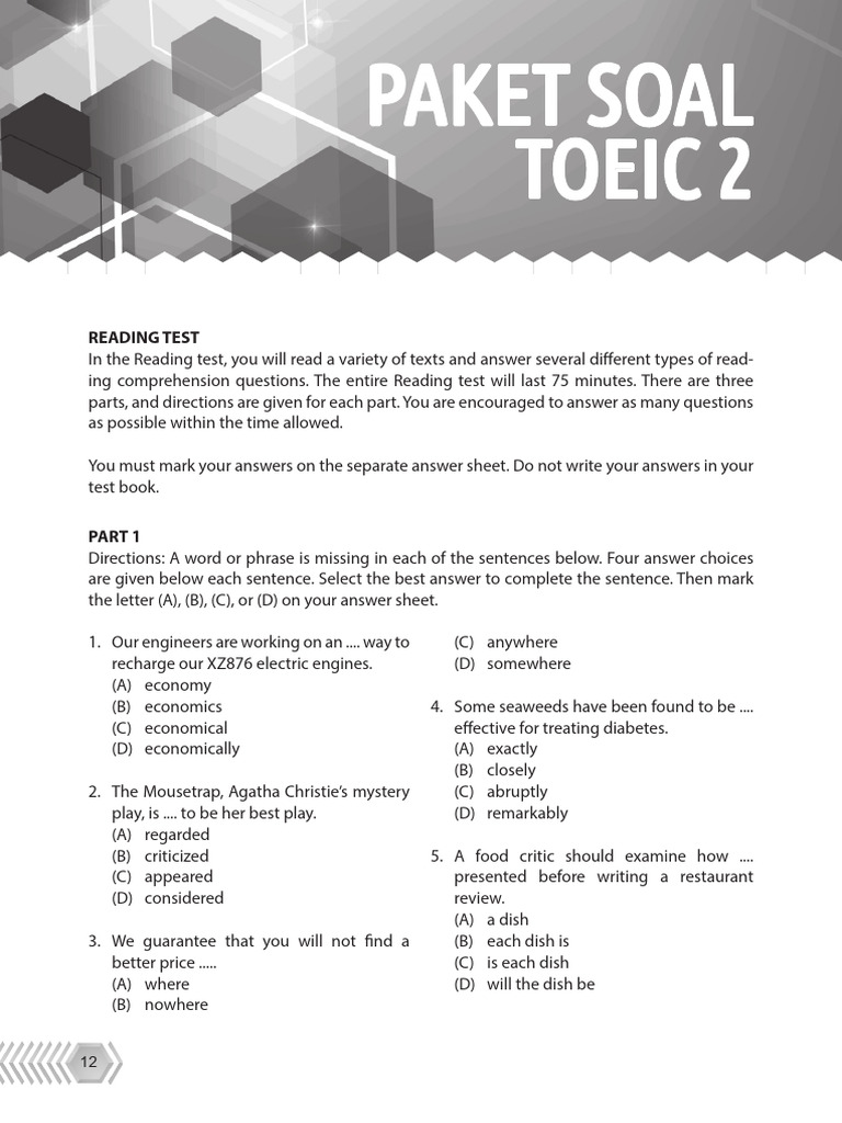 Simulasi Tes TOEIC - Unlocked | PDF
