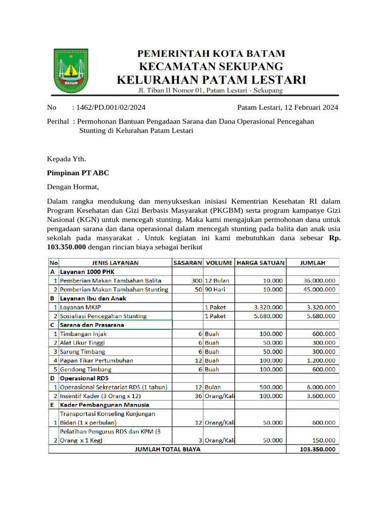 Surat CSR Stunting | PDF